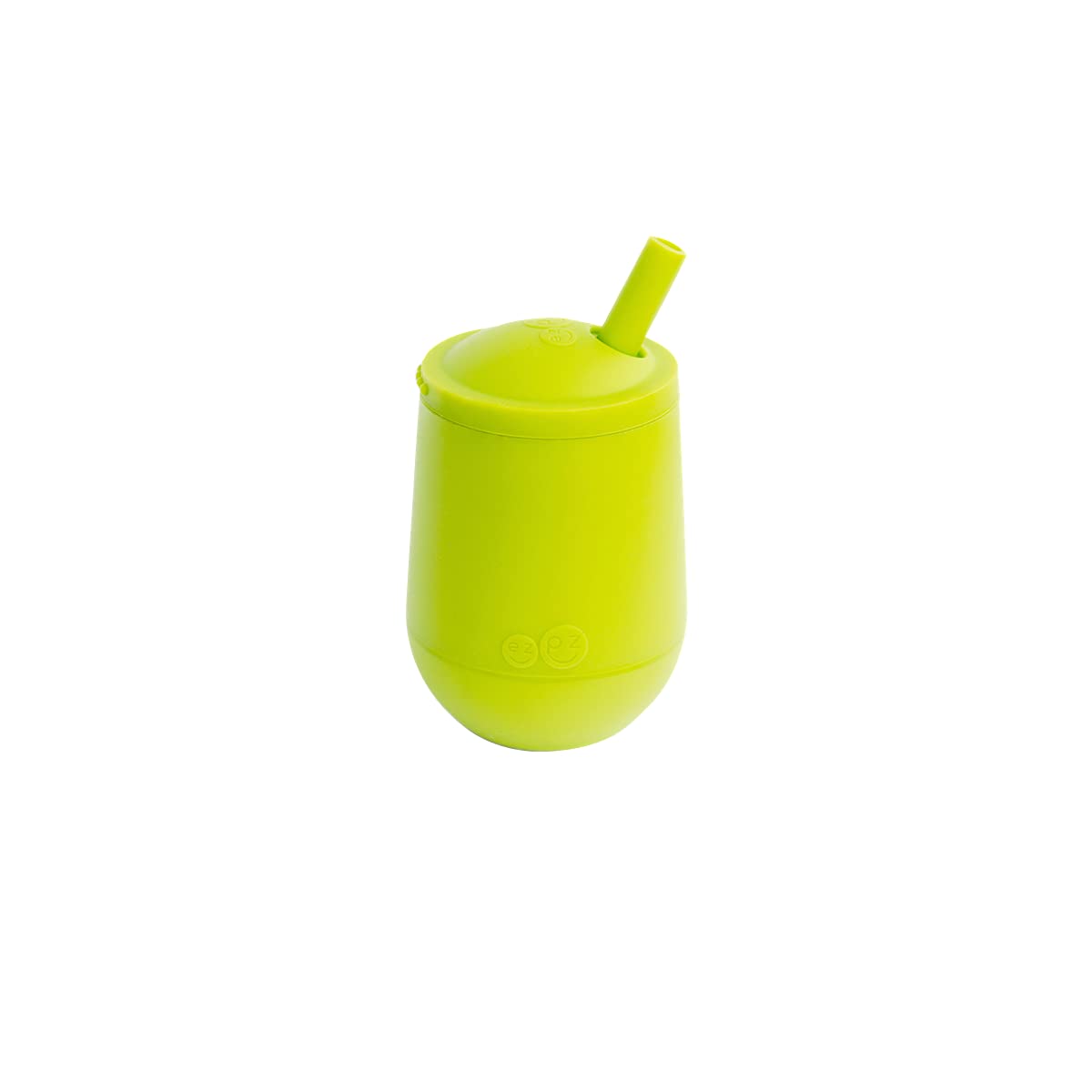 ezpz Mini Collection Set (Lime) - 100% Silicone Cup + Straw, Fork, Spoon & Mini Mat Suction Plate with Built-in Placemat for Infants + Toddlers - First Foods + Self-Feeding - 12 Months+