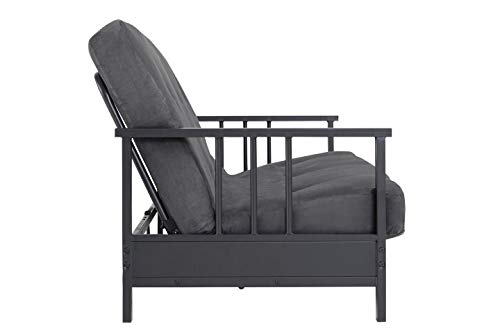 DHP Harlow Futon Set with Metal Bed Frame and 6" Mattress, Full, Gray