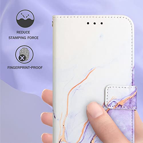FTRONGRT Case for Tecno POP 5P, with Mobile Phone Holder, Fall-Proof, Suitable for Tecno POP 5P Folding Mobile Phone Leather Protective Shell.White Purple