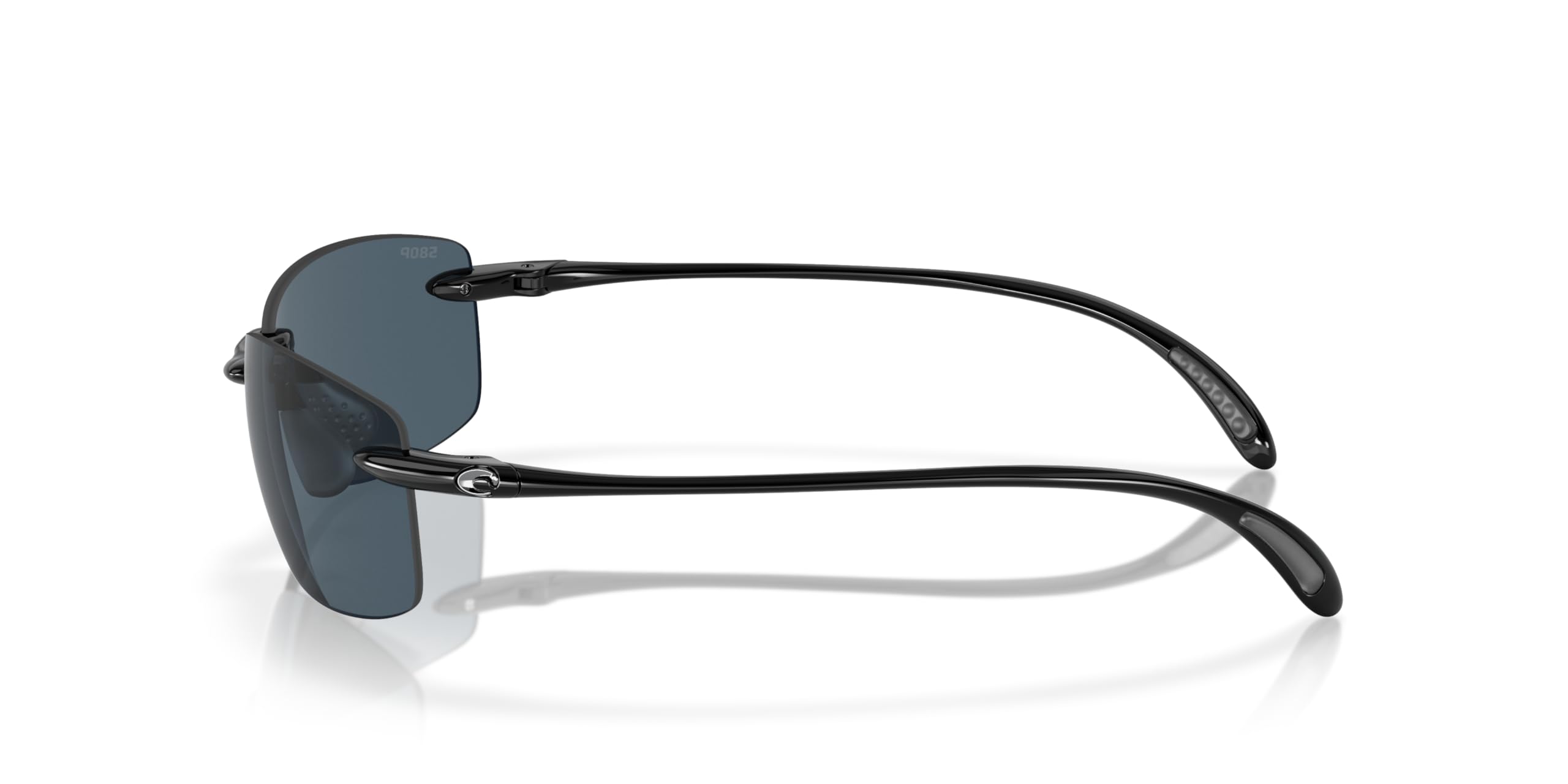 Costa Del Mar Unisex Sunglasses Shiny Black Frame, Gray Lenses, 60MM