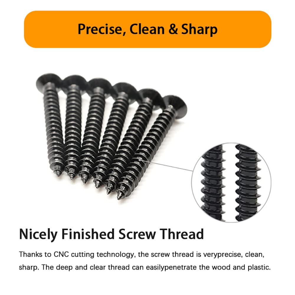 Indprod M4 Flat Head Self Tapping Wood Screws Assortment Fasteners Kit 360Pcs,Phillips Drive Countersunk Head Self-Tapping Screws,Carbon Steel