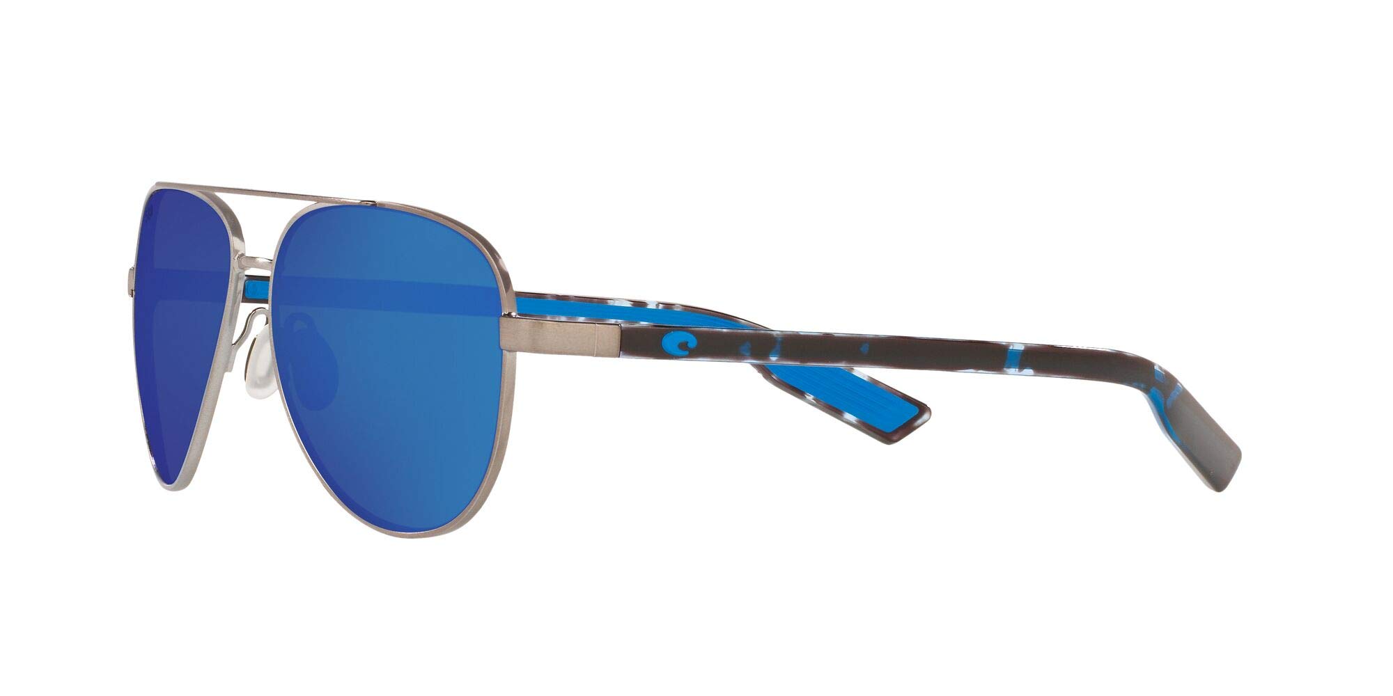Costa Del Mar Unisex Peli Aviator Sunglasses, Shiny Silver/Blue/Blue Mirrored Polarized-580G, 57 mm