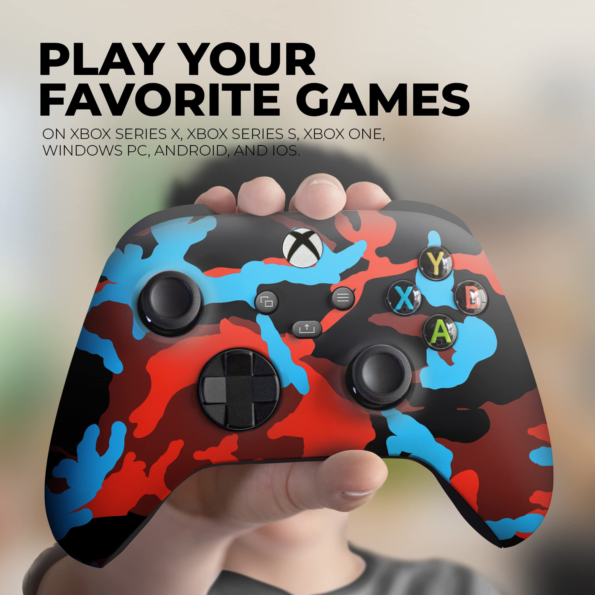 DreamController Blue Bloood Camo Custom X-box Controller Wireless compatible with X-box One/X-box Series X/S Proudly Customized in USA with Permanent HYDRO-DIP Printing (NOT JUST A SKIN)