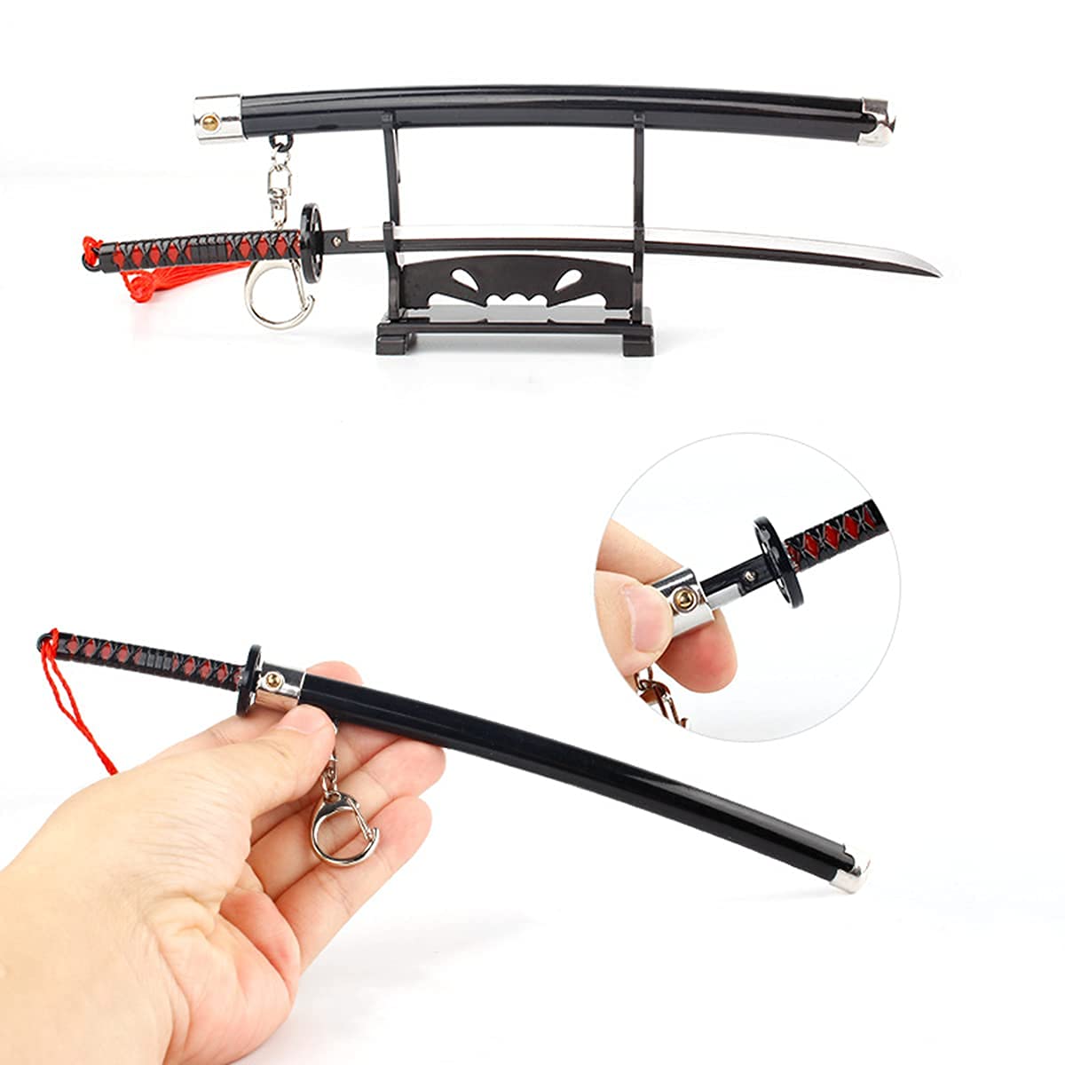 DIYOOHOMY Anime Sword Keychains Mini Japanese Katana Samurai Key Chain Tiny Weapon Fans Gift