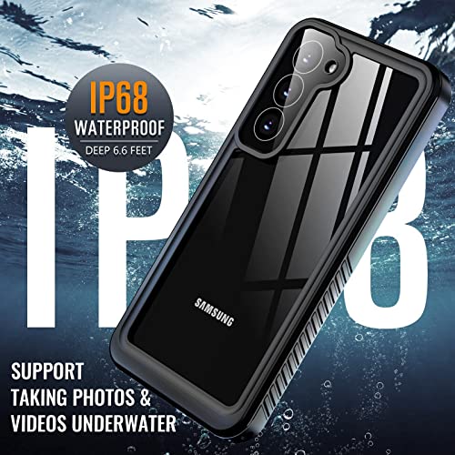 Oterkin for Samsung Galaxy S23 Case Waterproof, Galaxy S23 Case with Built-in Screen Protector [Support Fingerprint Unlock][360°Full Body Protection][12FT Military Grade] Rugged S23 Phone Case (Black)