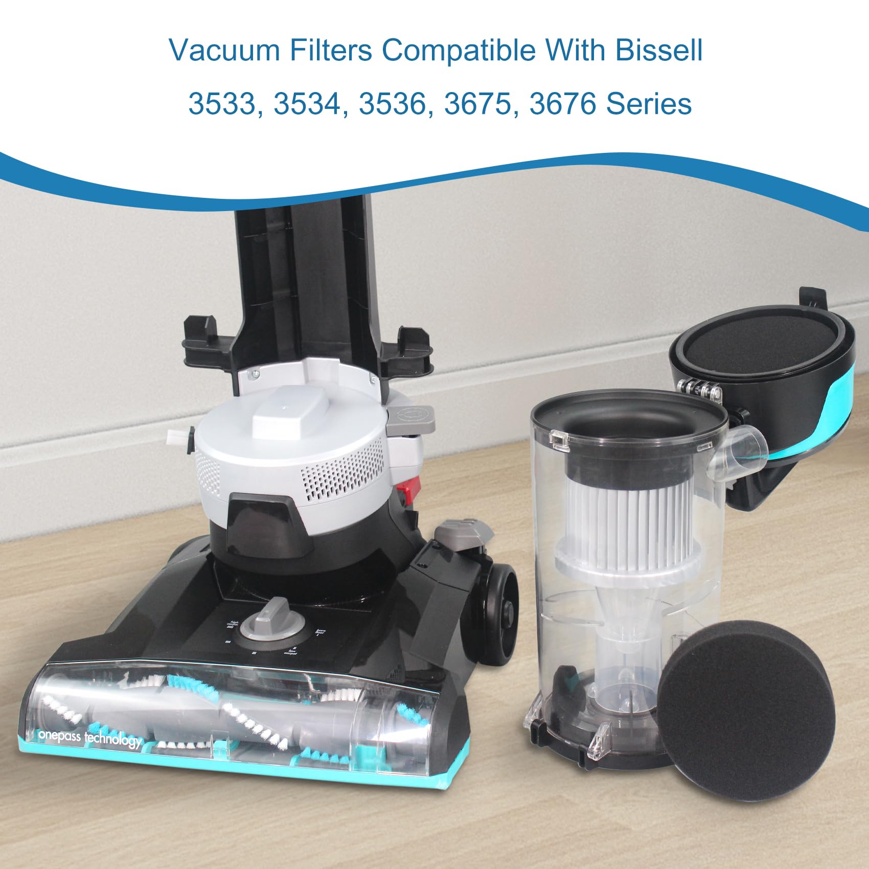 CPAI Replacement Filters Compatible with Bissell CleanView Rewind Upright Bagless Vacuum,Fits Models 3534,3313,3533,3536,3333,3335,3675,3676 Series(2 Pack)
