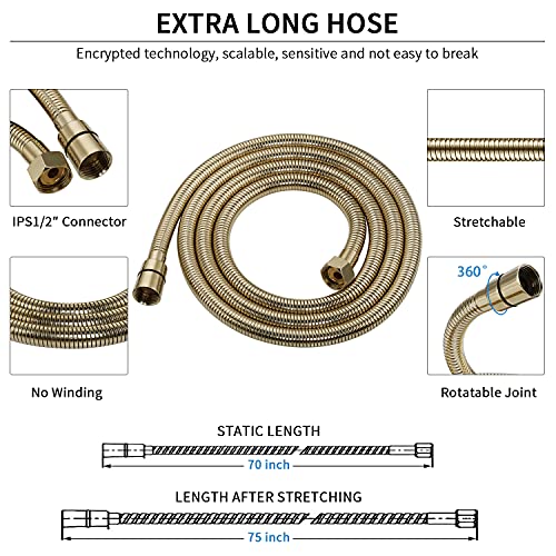 G-Promise Handheld Shower Head High Pressure 6 Spray Settings, Detachable Hand Held Showerhead 4.9" Face with Extra Long Flexible Hose and Metal Adjustable Bracket