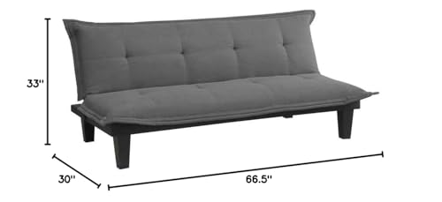 DHP Lodge Convertible Futon Couch Bed with Microfiber Upholstery and Wood Legs, Charcoal
