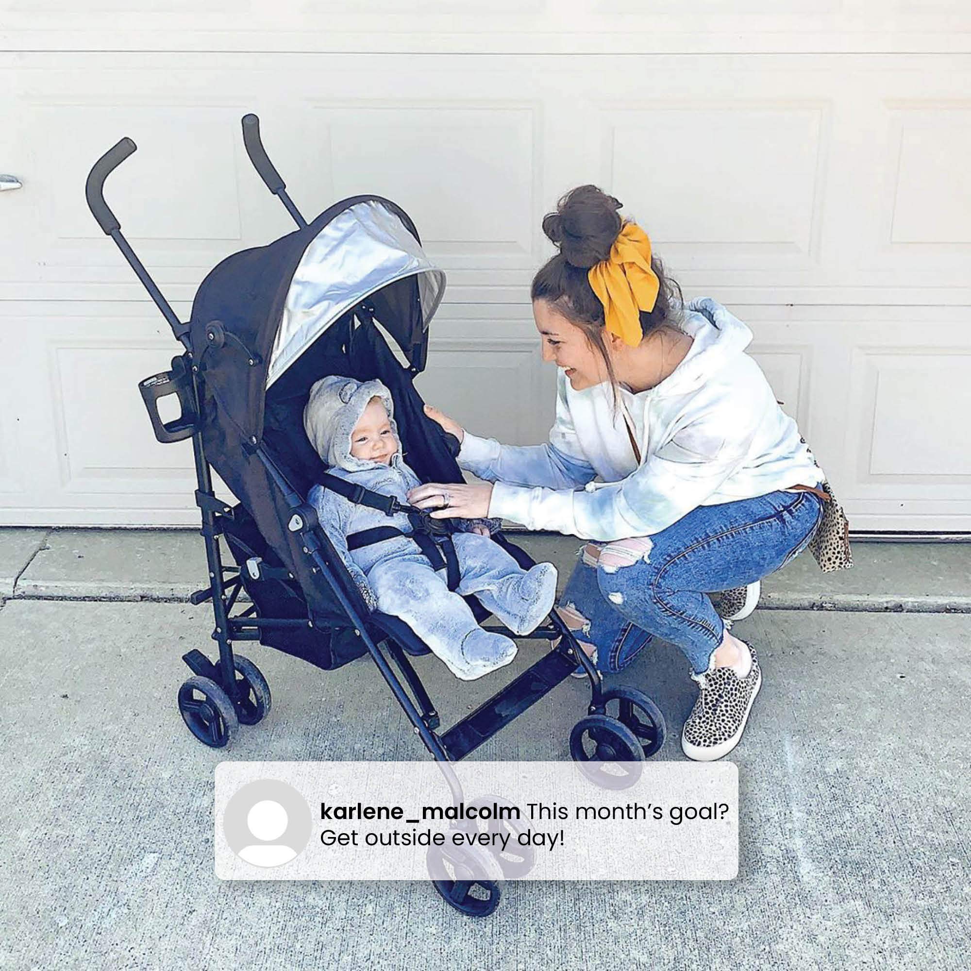 Delta Children Pilot Stroller - Extremely Lightweight Aluminum Travel Stroller with Supportive Recline, Oversized Canopy, Compact Fold & Shock Absorbing Frame-Includes Cup Holder & Storage Bin, Black