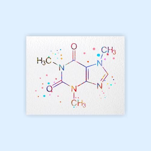 Dignovel Studios 8X10 Unframed Caffeine Molecule Chemical Symbol Watercolor Art Print Poster Housewarming Wall Giclee Office Home Decor DN536