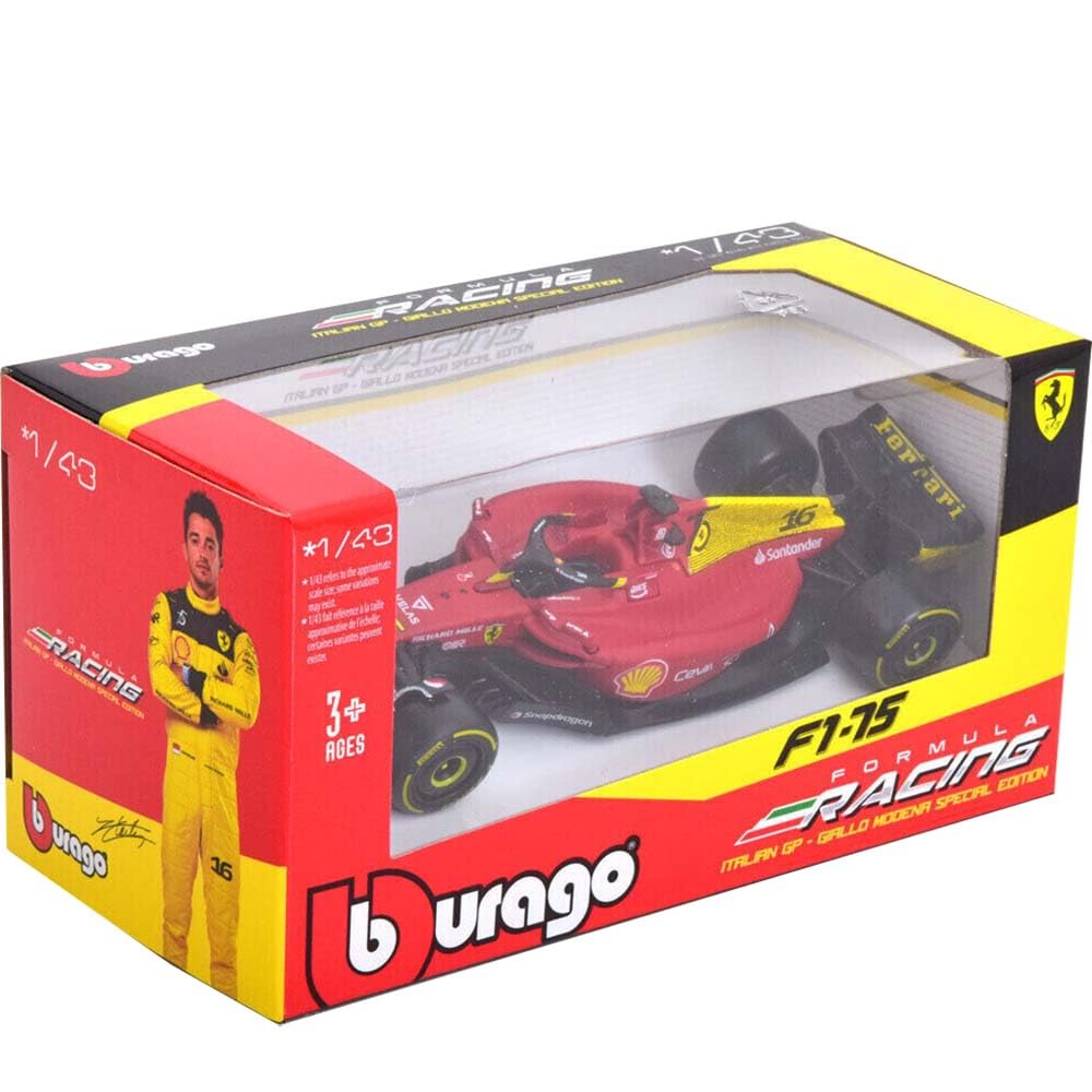 F1-75#16 Charles Leclerc Giallo Modena 2nd Place Formula One F1 Italian GP (2022) "Formula Racing Series 1/43 Diecast Model Car by Bburago 36832CLMZ