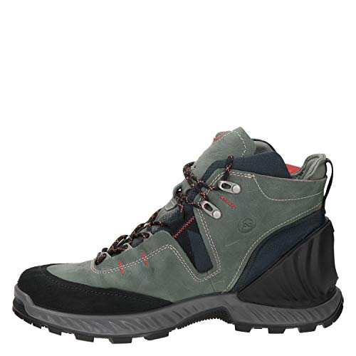 ECCO Men's Exohike High Gore-TEX Waterproof Hiking Boot, Black/Lake Nubuck, 12-12.5