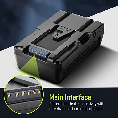 OTREST 13200mAh V Mount Battery, BP-190WS 14.8V 190Wh Rechargeable Li ion Battery with D Tap Output Charger and Cable for Video Broadcast LED Light Compatible with Sony BMPCC Camera Camcorder