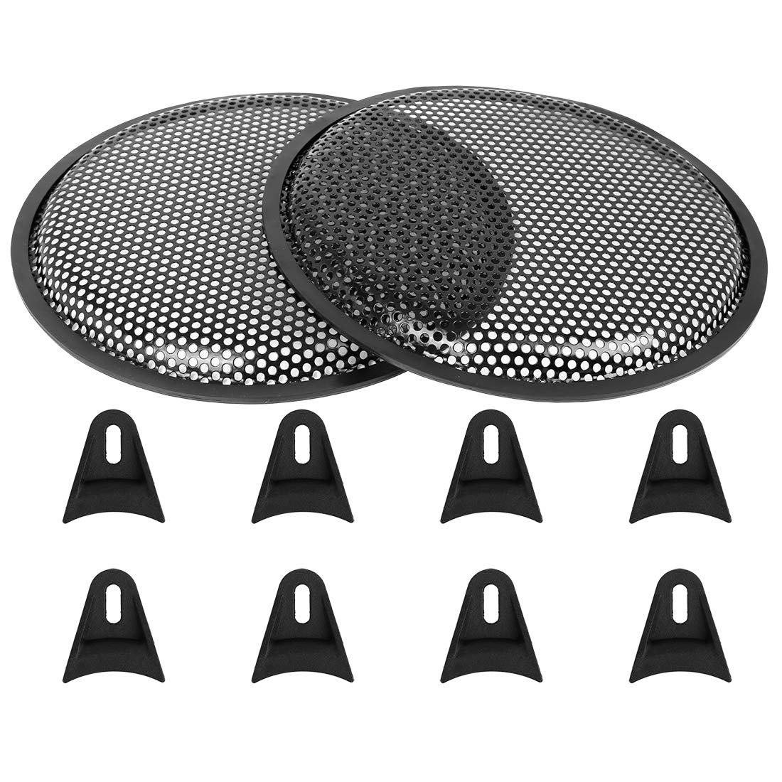 X AUTOHAUX Universal 10 Inch Car Audio Speaker Subwoofer Metal Waffle Grill Cover Protector with Rubber Edge and Clips 2pcs