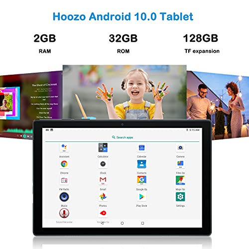 Hoozo Tablet 10 Inch, Android 10 Tablets with 6000mAh Long Battery Life, Quad Core HD Touch Screen, 32GB, WiFi BT Google Play Tabletas - 2PCS
