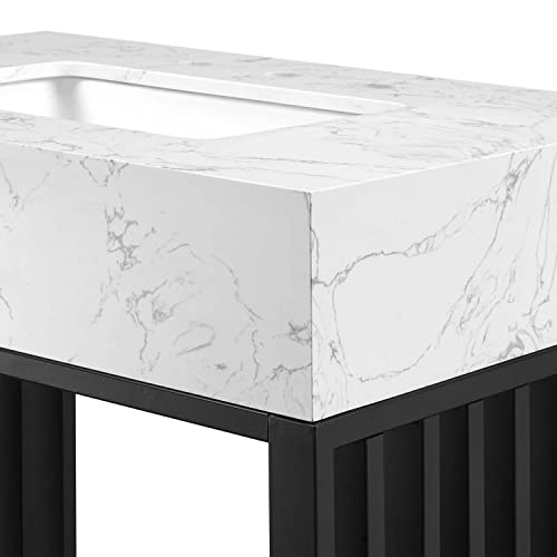 Modway Gridiron 30" Stainless Steel Bathroom Vanity, 30 Inch, Black