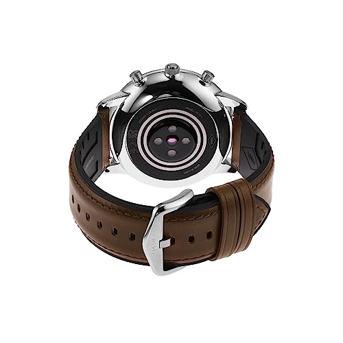 Fossil Men's Neutra Gen 6 Hybrid 44mm Stainless Steel and Leather Smart Watch, Color: Silver, Brown (Model: FTW7073)