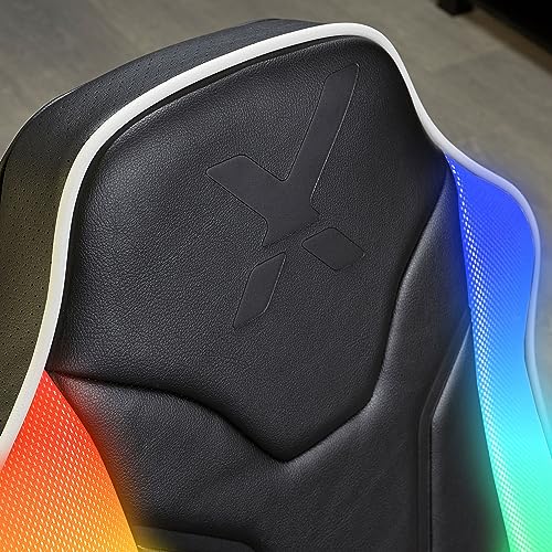 X Rocker Chimera RGB LED Floor Rocker Gaming Chair for Kids, Youth Aged 5-9, Built in Audio System, Foldable, 5110101, 29.1 x 16.5 x 26.7", Black