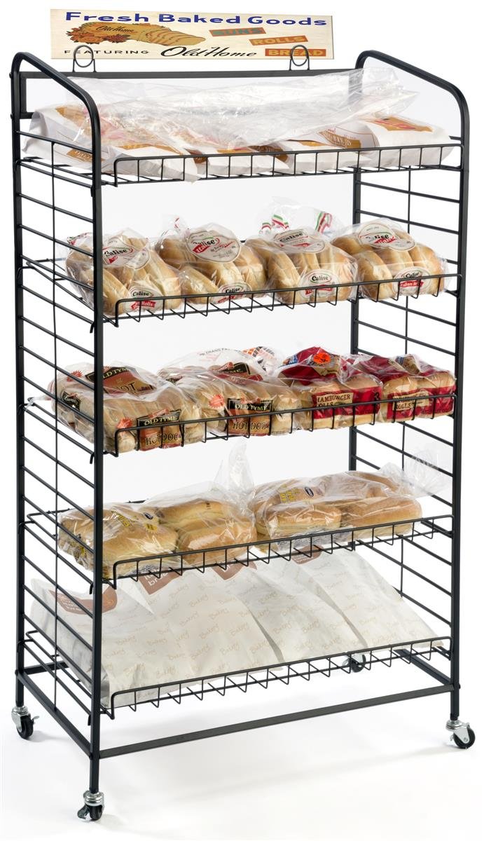 Displays2go Baker's Rack with Five Adjustable Shelves, 29 x 51 Inch, Steel, Black