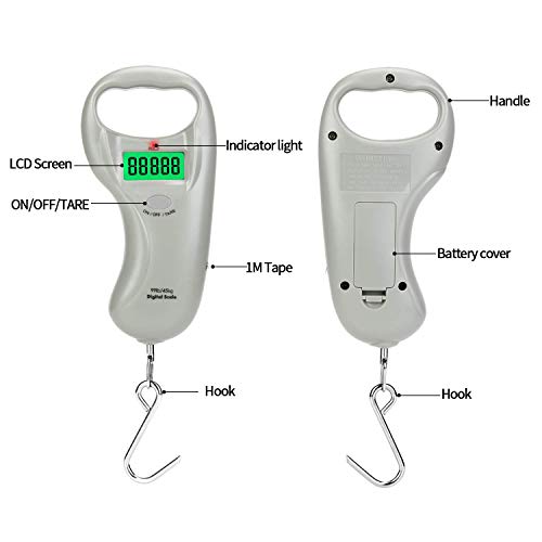 Digital Fish Scale Hanging Scale with Tape Measure,Temperature Display (° F/° C),Backlit LCD Display,110 lb/50 kg Portable Postal Scale,with Fish Lip Clip,Fishing Gifts for Men,Valentine's Day Gift…