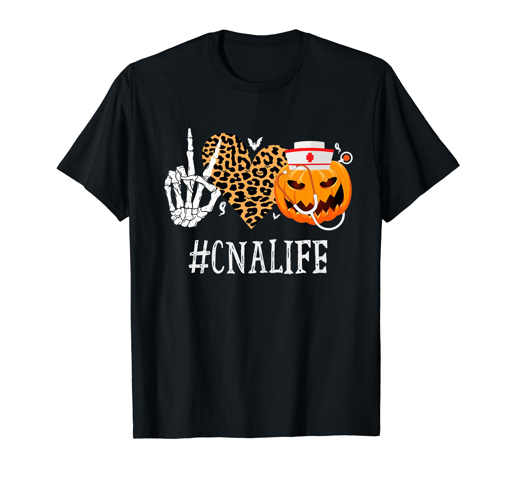 CNA Certified Nursing Assistant Peace Love Pumpkin Halloween T-Shirt