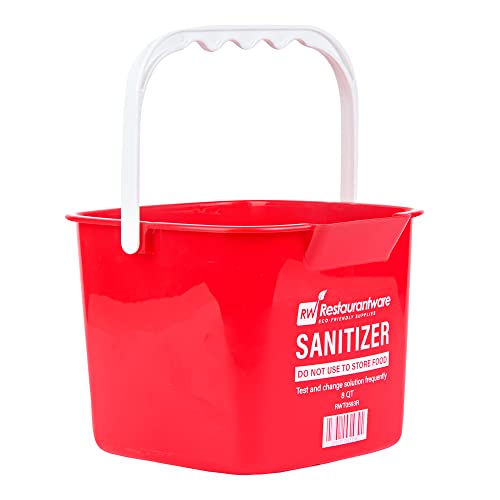 Restaurantware RW Clean 8 Quart Cleaning Bucket 1 Detergent Square Bucket - With Measurements Built-In Spout And Handle Red Plastic Utility Bucket For Home Or Commercial Use