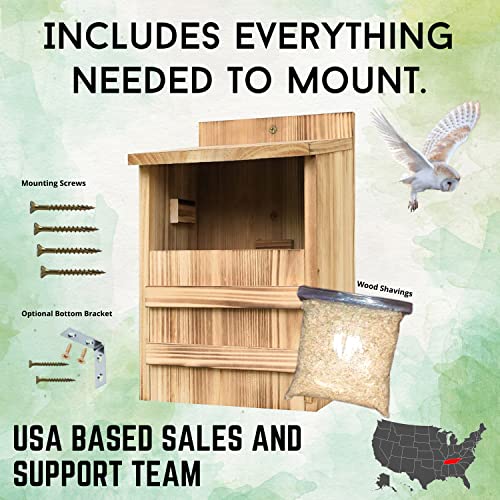 SDMOutdoor North American Screech Owl House, Wooden Owl Nesting Box, Screech Owl, Barn Owl. No Assembly Required Includes All Hardware. Cedar Nesting Box.