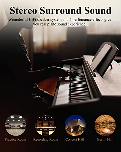 Digital Piano 88 Key Fully-weighted, Eastar EP-150 Keyboard Piano for Beginner & Professional, with Graded Hammer Action Keys, Triple Pedal, 128 Polyphony & Metronome, Black