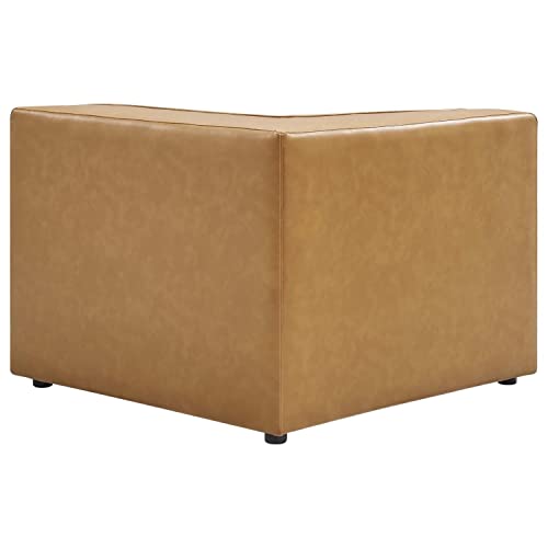 Modway Mingle Vegan Leather Sectional Sofa Corner Chair, Tan