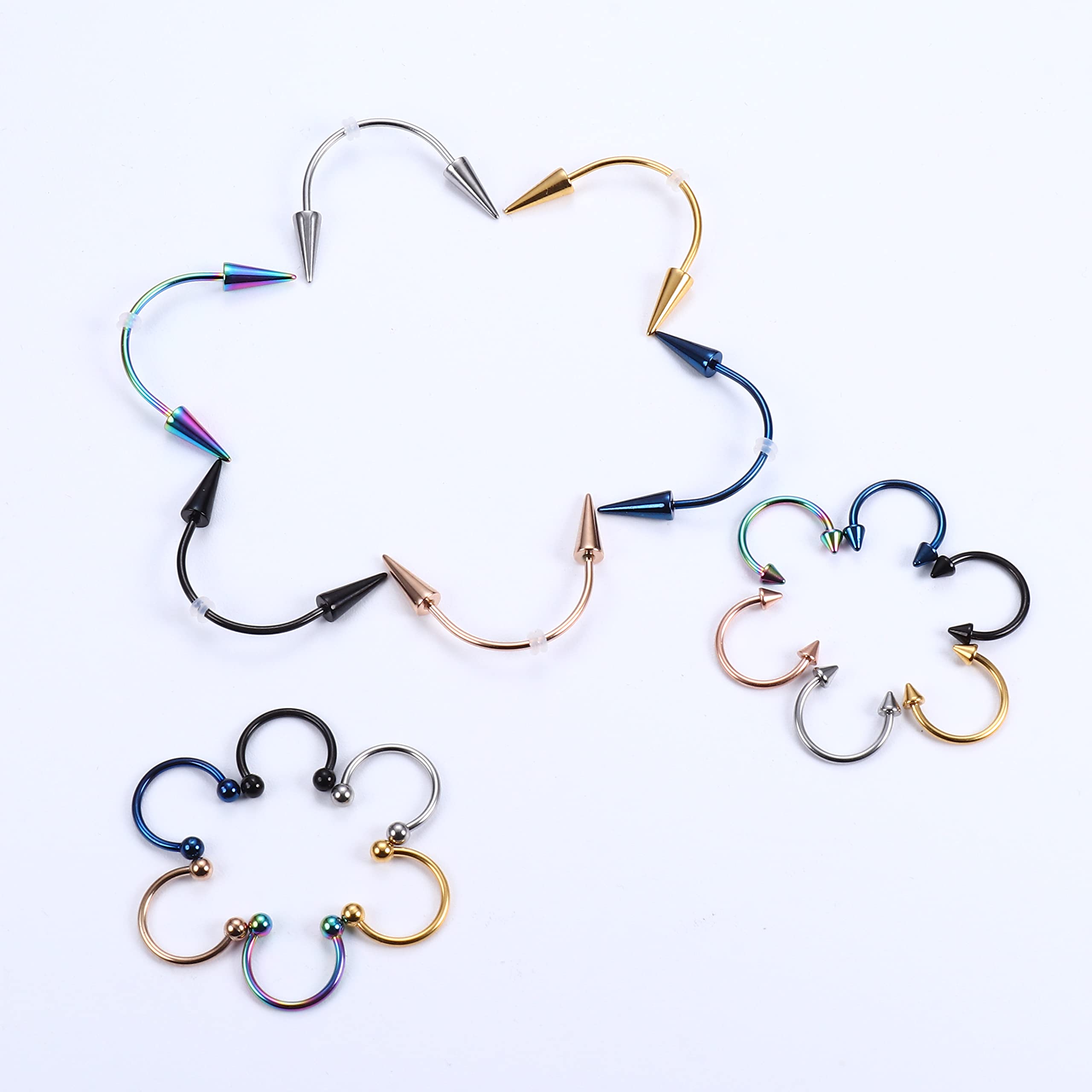 Drperfect Smiley Piercing Jewelry for Mouth 16G Silver Rose Gold Black Rainbow Blue Vampire Smiley Piercing Fangs Cute Teeth Smiley Jewelry