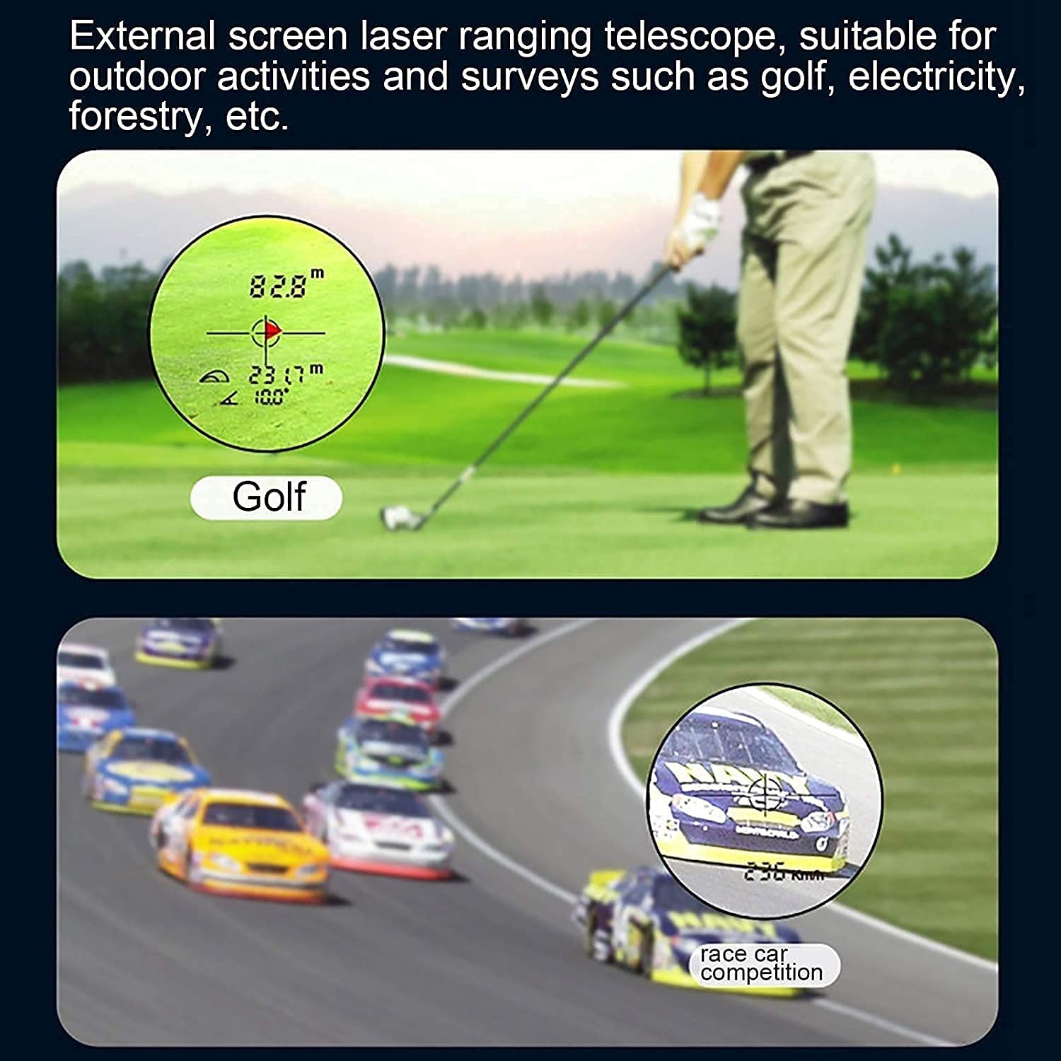 FEABCR Golf Rangefinder,6X Laser Distance Finder,Rangefinder telescope handheld outdoor distance measuring instrument golf height measurement speed angle measurement for Golfing, Hunting, Target Shoot