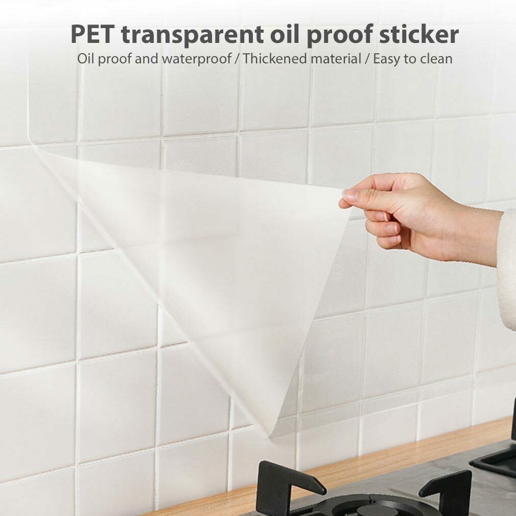 FACULX Kitchen Backsplash Wall Protector Transparent Adhesive Film Kitchen Oil Proof Sticker Self-Adhesive Protective Film Removable Paper for Cupboard Household 60cmX3mX0.1mm