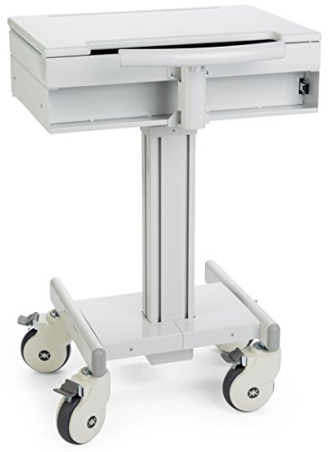 Displays2go Mobile Computer Carts, Locking Drawer, Height Adjustable, Steel, Plastic & MDF Construction – Gray (DWMDCOM)
