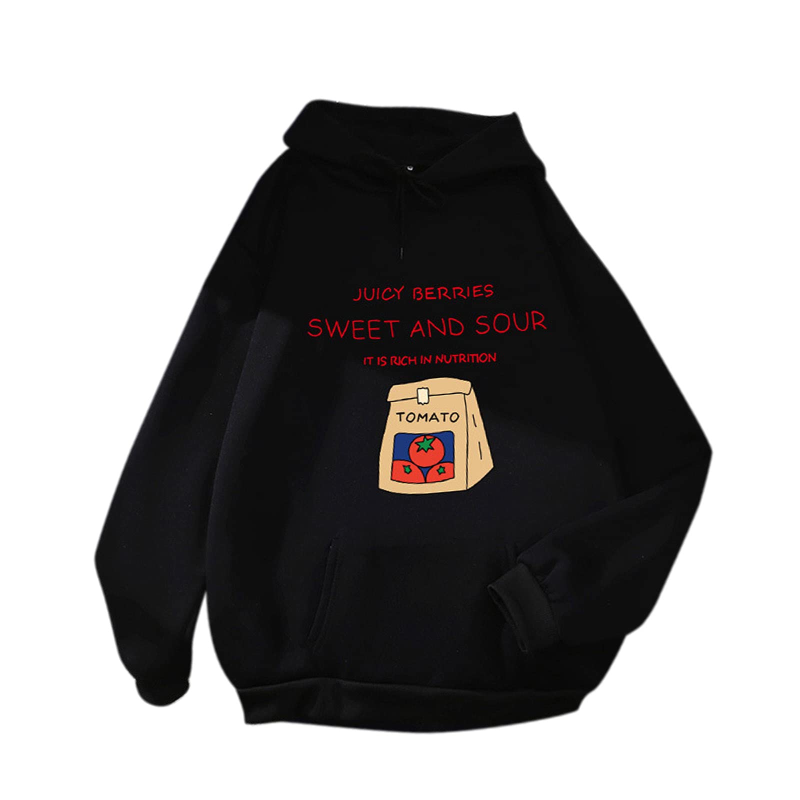 Hoodies For Women Y2K Solid Color Basic Hoodies Pullovers Sweatshirt Plus Size Pullovers Hoodies Streetwear Outwear Black