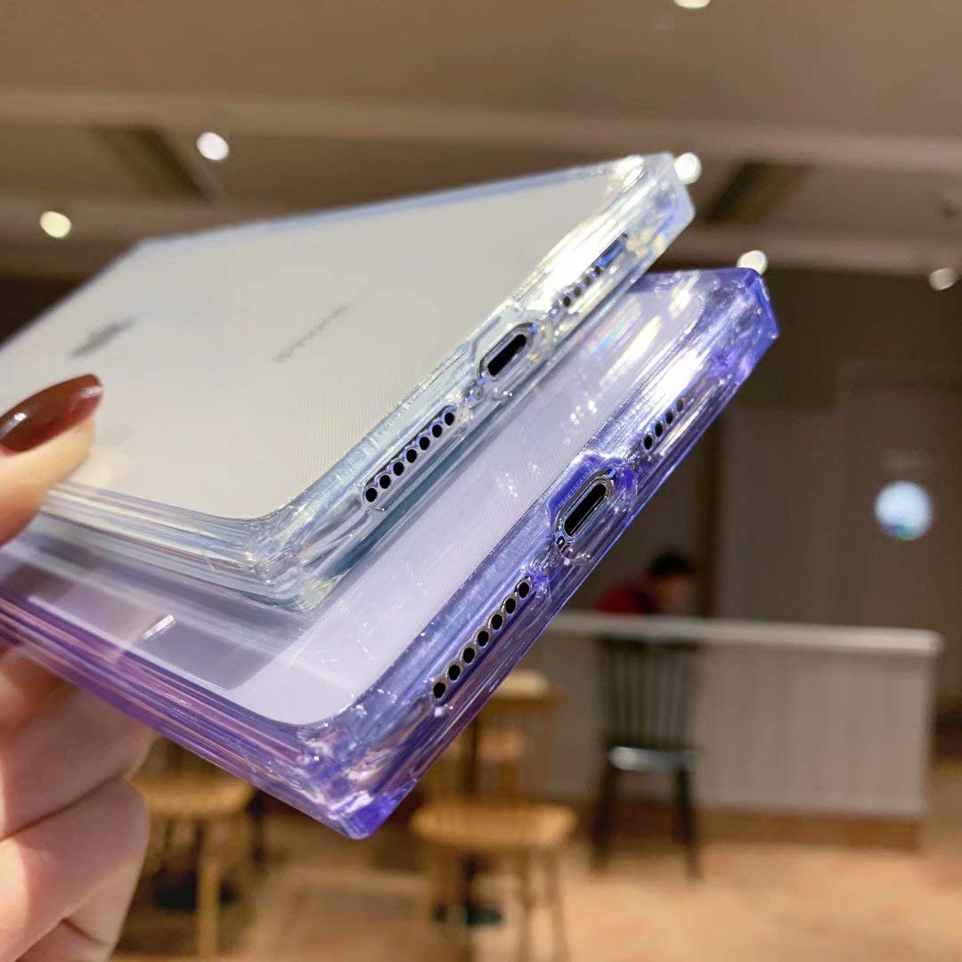 Facweek iPhone Xs Max Case Square, Clear Xmax Transparent Cases Reinforced Corners Soft TPU Cushion Ultra-Thin Slim Cover Silicone Shell-Clear