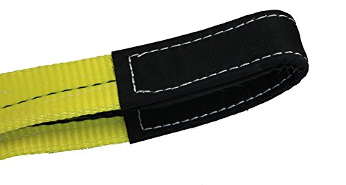 Mytee Products (1 Pack) 4" x 20' Recovery Tow Strap Heavy Duty 32,000 lbs Break Strength - Use for Emergency Towing Rope, Tree Saver, Winch Extension, Triple Reinforced Loops, Protective Sleeves