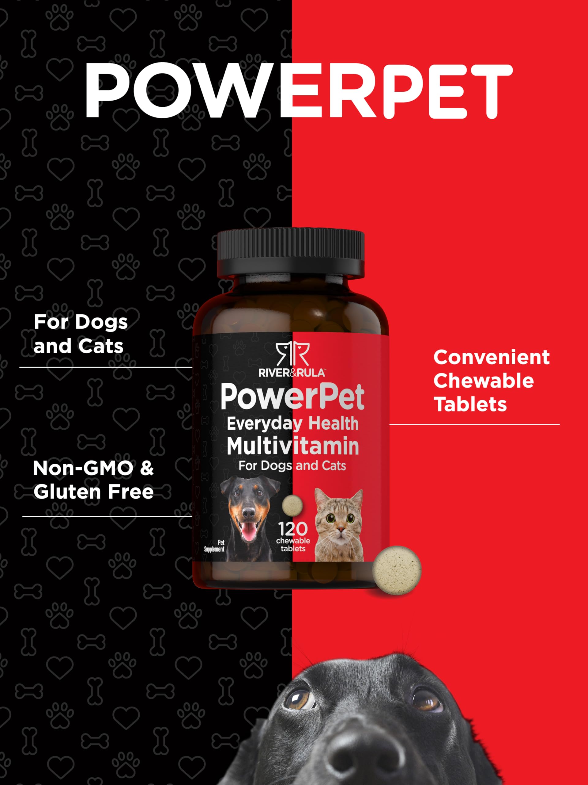 Horbäach Pet Multivitamins for Dogs & Cats | 120 Chewable Tablets | Health Support Supplement | Non-GMO, Gluten Free | by River & RULA