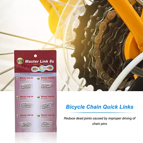 FECAMOS Missing Links, Bike Chain Connector 6 Pairs Steel Fine Processing Easy to Install for Mountain Road Bikes(6/7/8 Speed)