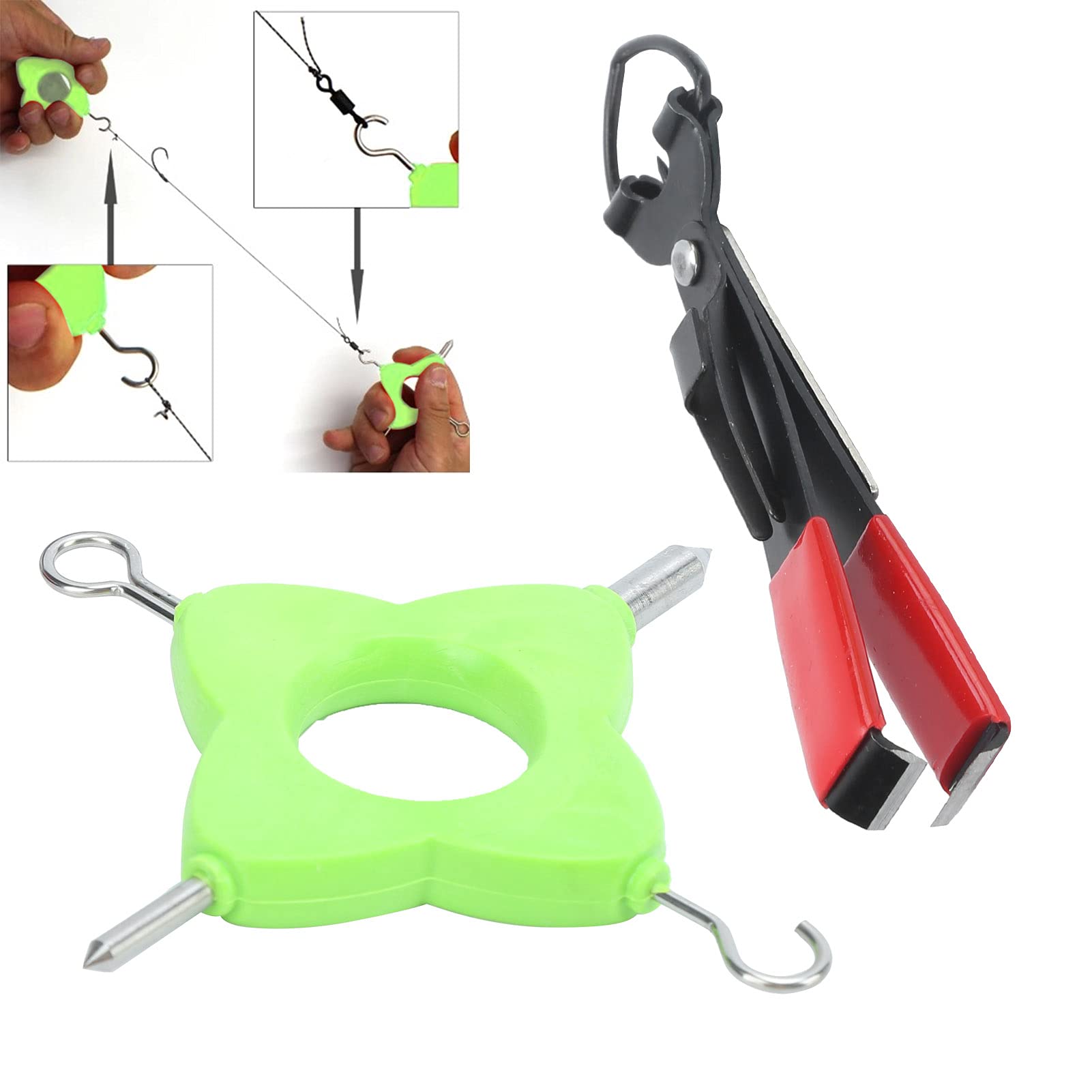 Dilwe Fishing Line Knotting Tool,4 in 1 Multi Fishing Knot Puller Tool Knotting Knotless Knot Tool Fishing Tool