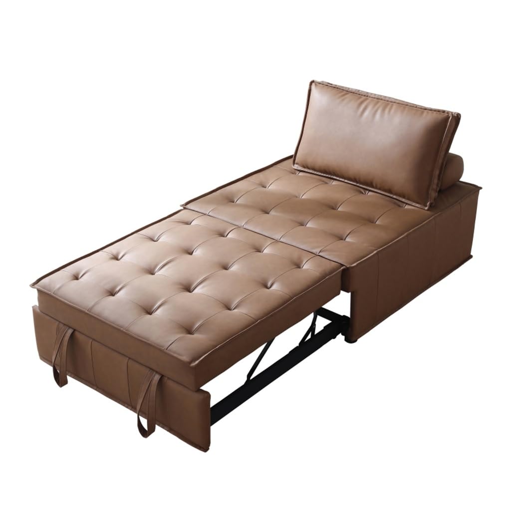 DOUBAO Pulling Out Sofa Bed,Lazy Sofa Bed Multipurpose Faux Leather Ottoman Lazy Sofa with Removable backrest