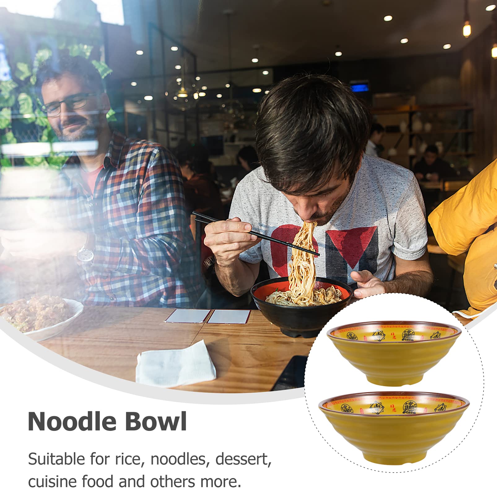 Hemoton Udon Soba Bowl Ramen Bowl Melamine Noodle Bowl Soup Bowls 8 inch Cereal Bowls Serving Bowls Chinese Japanese Decorative Tableware For Salad Soup Rice Noodle Chinese Soup Bowl