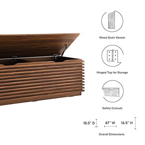 Modway Render 47" Wood Grain Storage Bench in Walnut