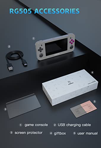 RG505 Retro Game Handheld Game Console 4.95ββ OLED Touch Screen with Android 12 System Unisoc Tiger T618 and Compatible with Google Play Store Built-in 128G TF Card