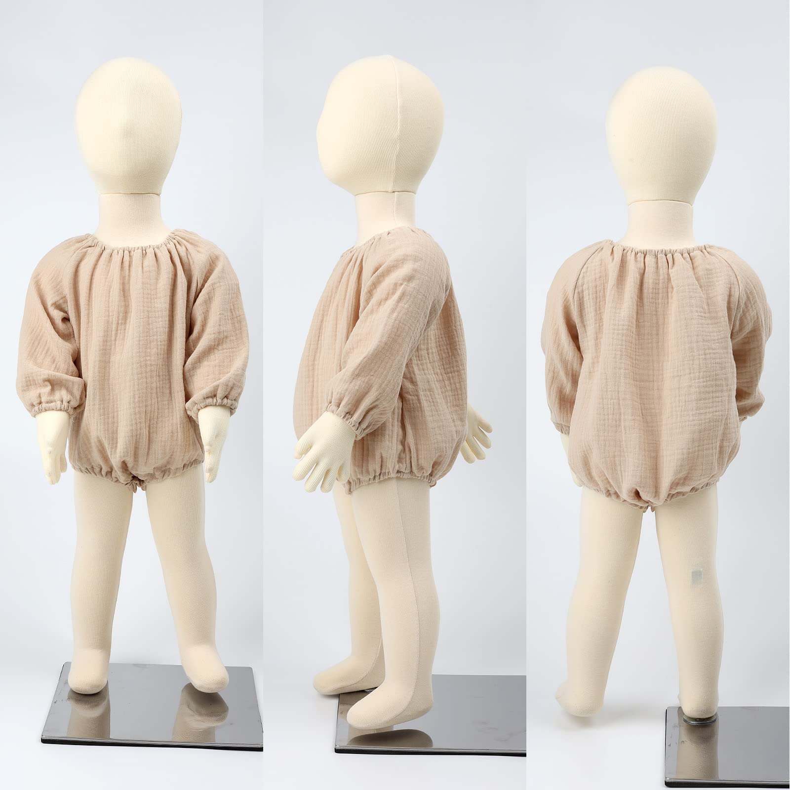 HOOLCHEAN Baby Girls' Soft Cotton Gauze Long-sleeve Bodysuits (Khaki, 0-6 Months)