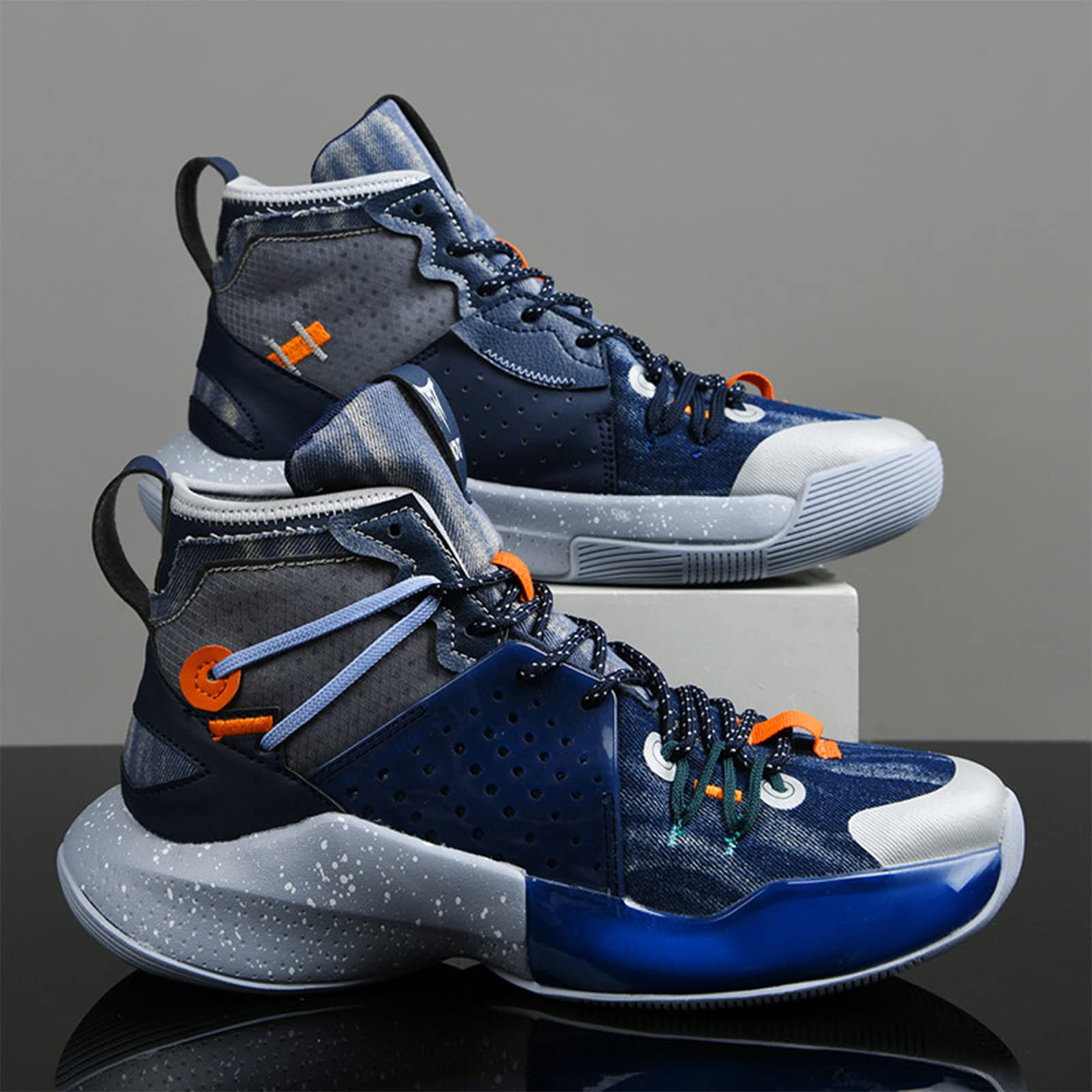 Dilchasp Men's High Top Basketball Shoes Fashion Running Sneakers Non Slip Training Athletic Shoes Navy Size 7