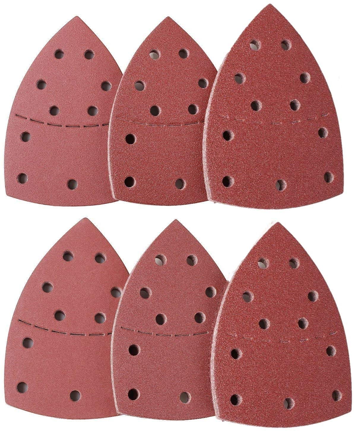 ECHG 60pcs Sanding Sheets, Mouse Sander Pads to Fit Bosch Multi-Sander PSM 100A, PSM 200 AES, PSM 18 and All Oscillating Multi-Tool - 40/60/80/120/180/240 Grits