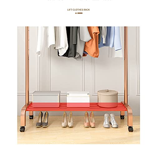 NEOCHY Heavy-Duty Hangers, Wrought Iron Clothing Display Racks, Liftable and Movable Drying Racks, Suitable for Dormitories, Women's Clothing Stores/Golden/100Cm