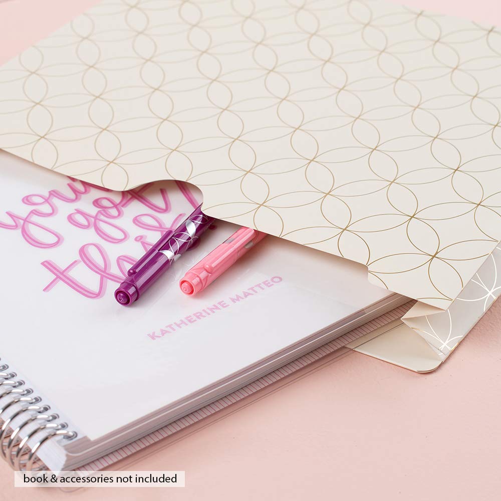 Erin Condren Designer Accessories - Expanding File Folders - Metallic Mid Century Circles, Set of 3. Features Tabbed, Gusseted File Folders Measuring 9.5 x 11.75" (2" Expansion)