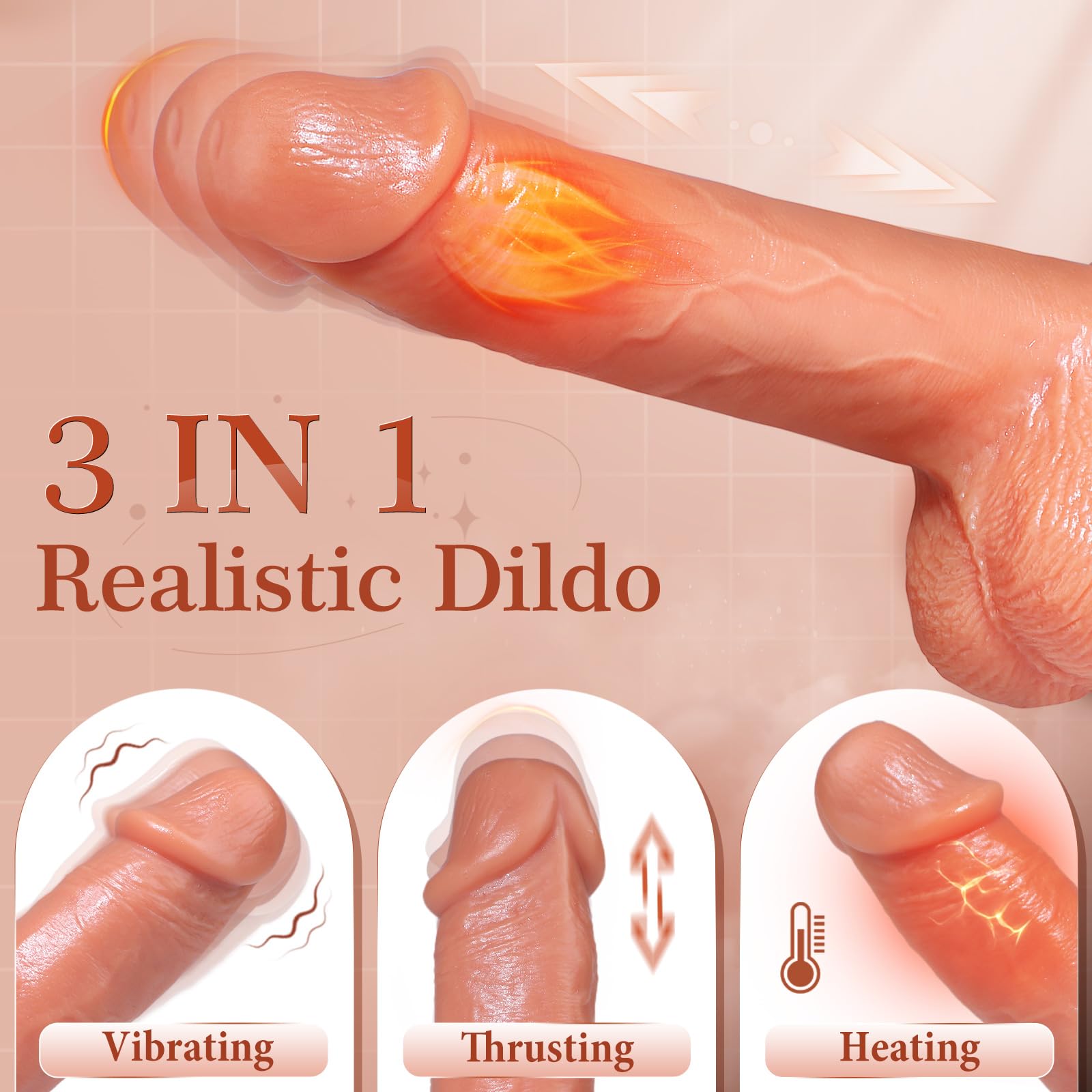 Dildo Thrusting Dildos Realistic Vibrator - Vibrators Adult Sex Toys for Women,Silicone 8 inch Suction Cup Fake Penis Anal G-spot Stimulator and Couple Pleasure with 5 & Vibrating Mode