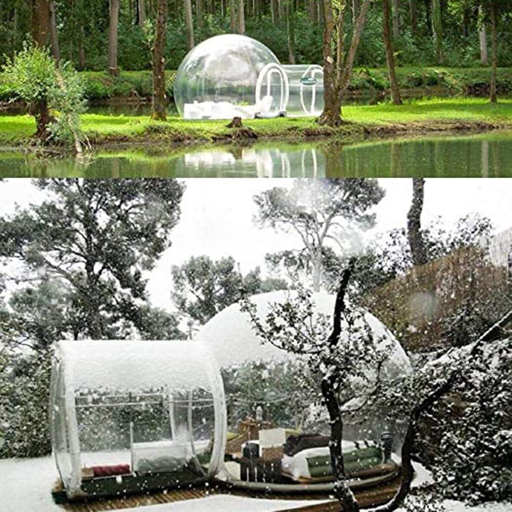 CNCEST Inflatable Bubble House, Waterproof Luxurious Transparent Outdoor Dome Single Tunnel Inflatable Bubble Tent with Blower for Camping, Music Festival, Stargazing (Transparent)